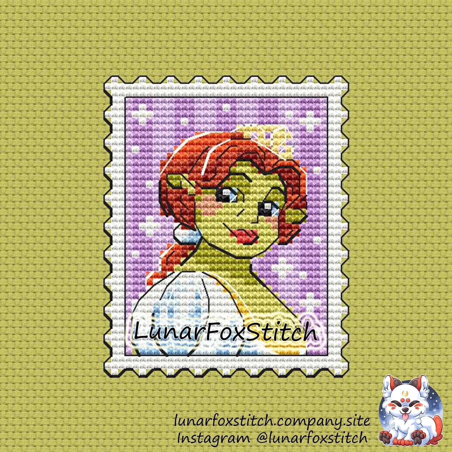 Princess Fiona Shrek stamp cross stitch pattern