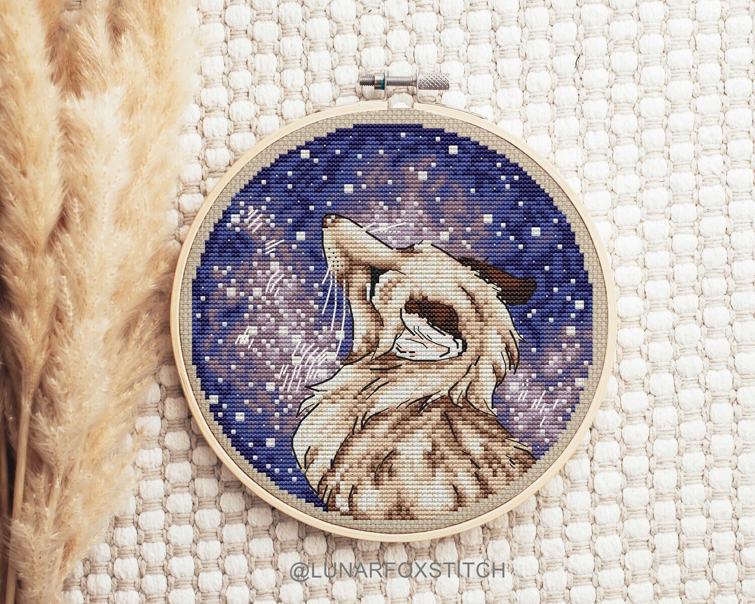 Space fox cross stitch pattern