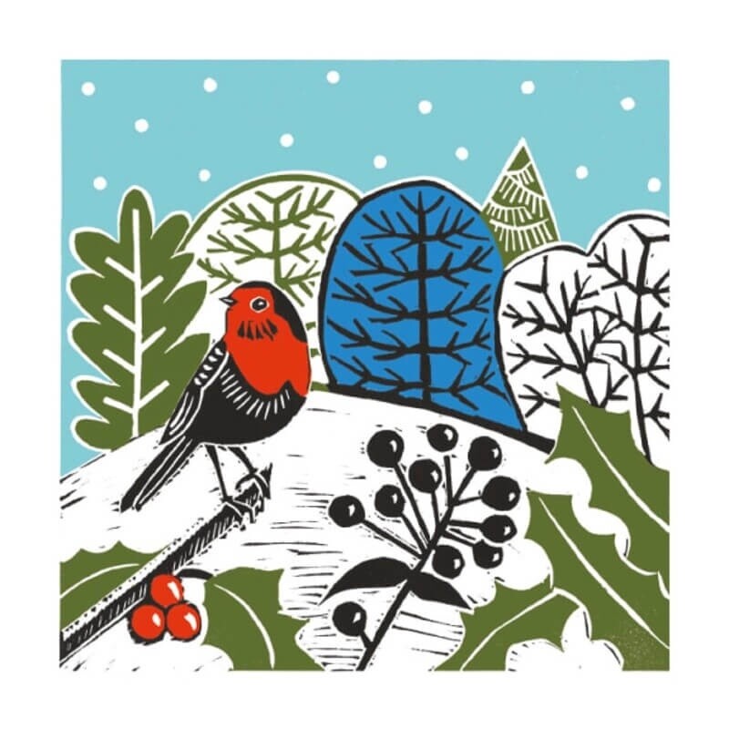 Country Robin Greetings Card (Pack 8)