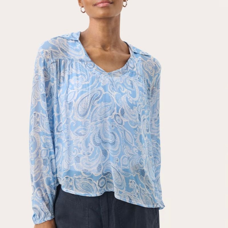 Nicholina Paisley V Neck Blouse