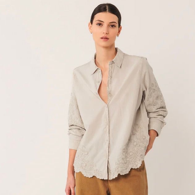 Beautiful Embroidered Hem Shirt