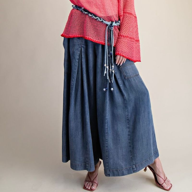 Wide Leg Denim Palazzo Pant