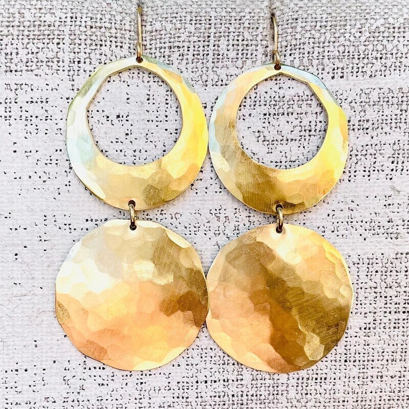 Earring- 14k GP Hammered Circle