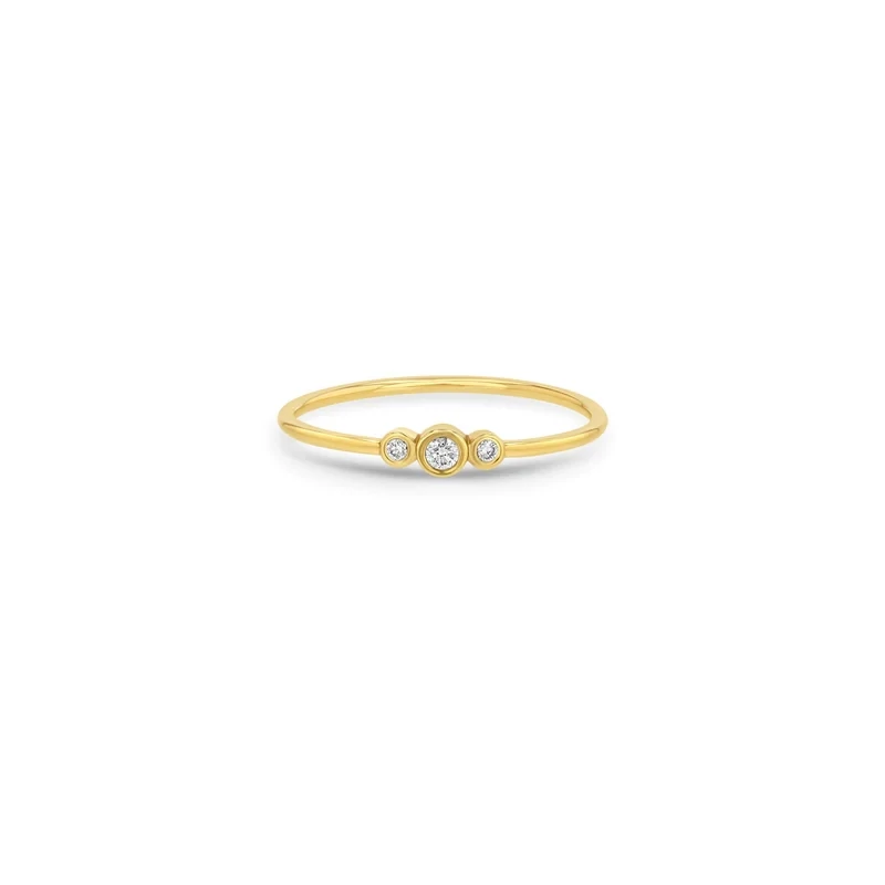 Ring- 14k Gold Small 3 Graduated Diamond Bezel (.05 CTW)