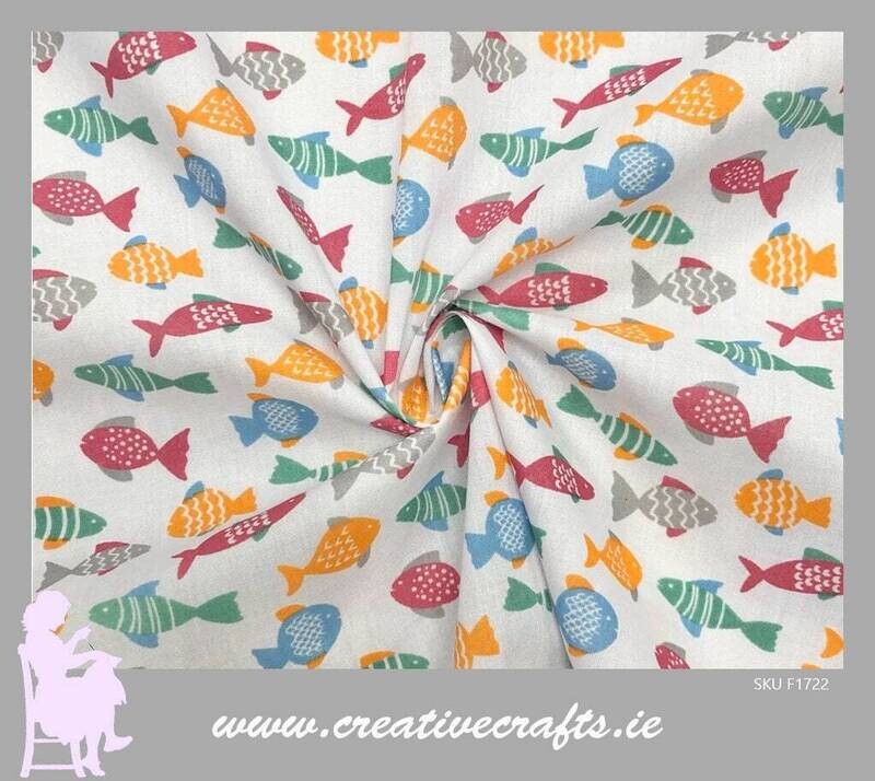 Fish print Polycotton fabric.