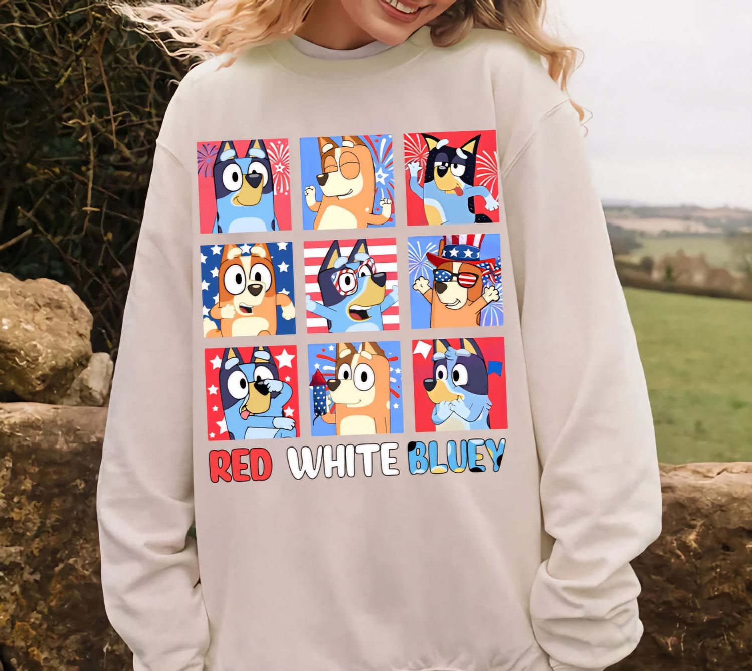 RED WHITE BLUEY SQUARES