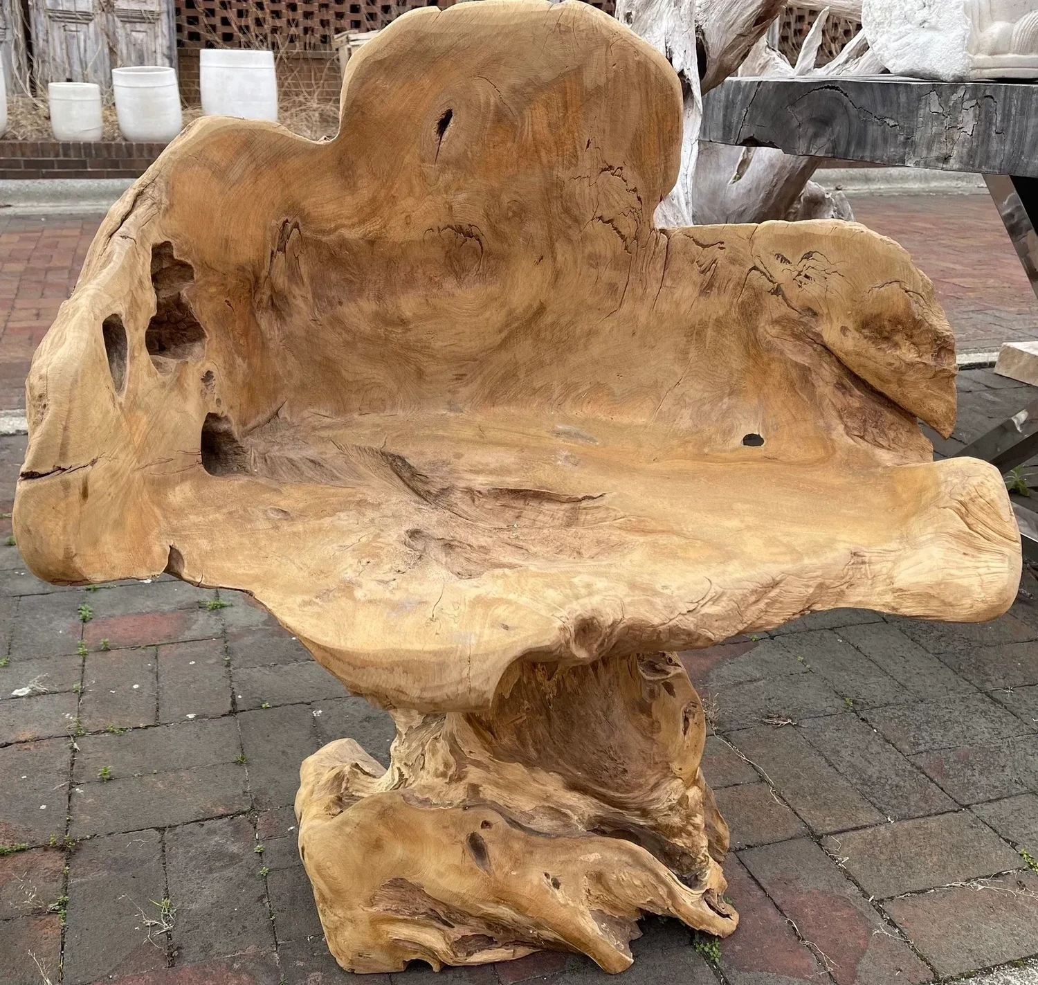 Teak Root Bench Teak Driftwood Chair Live Edge Teak Wood Seat Teak Furniture