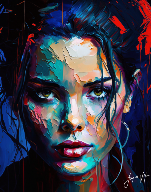 Abstract Girl in Blues Canvas Design
