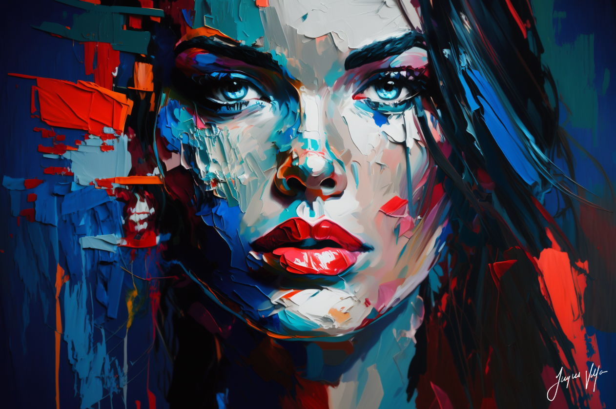 Abstract Girl in Blues Canvas Design