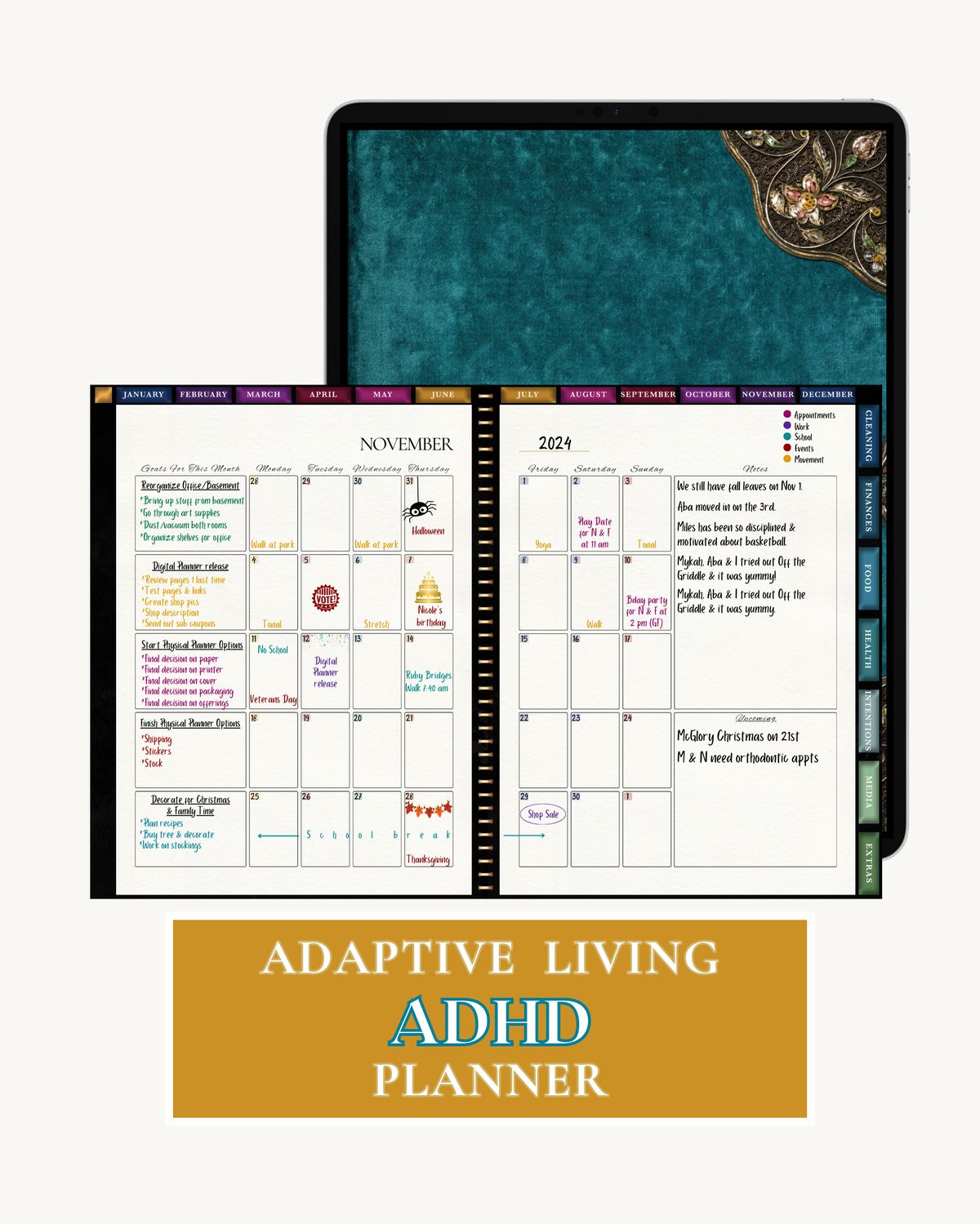 ADHD Digital Planner (with Adaptive Cleaning System)