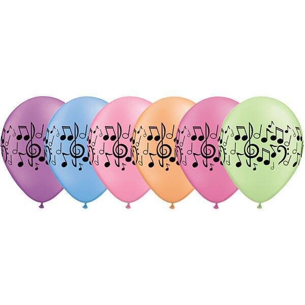 Latex Balloon-Music Notes Neon Assortment-1pkg-11"
