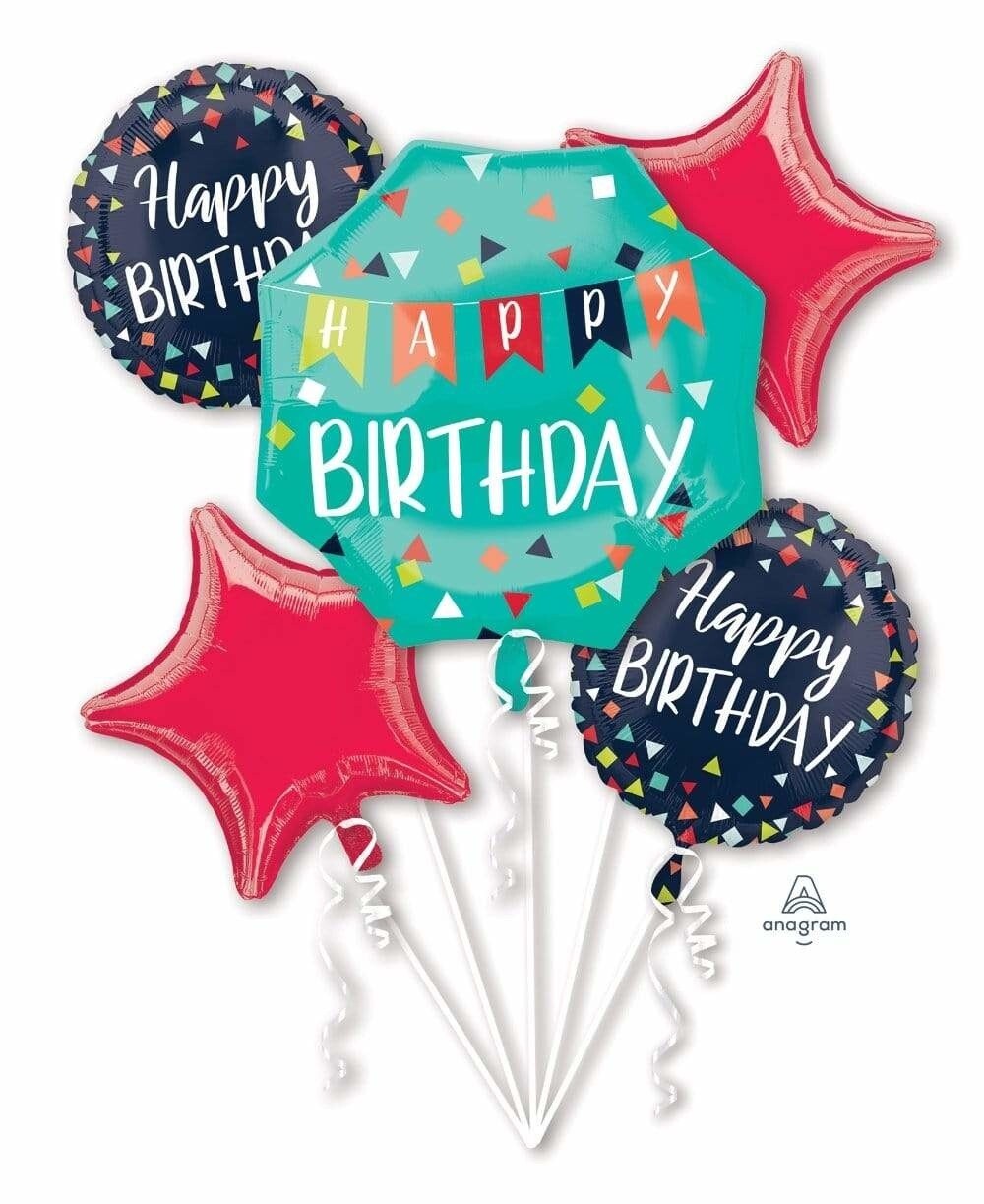 Foil Balloons - Happy Birthday - Reason to Celebrate- 5 Pk
