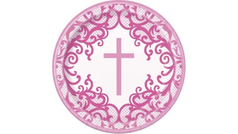 Plates - Bev - Pink Cross - 7"