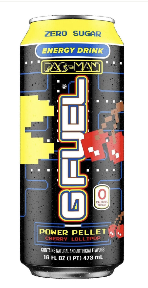 G FUEL Pac-Man Power Pellet Cherry Lollipop Can 473ml