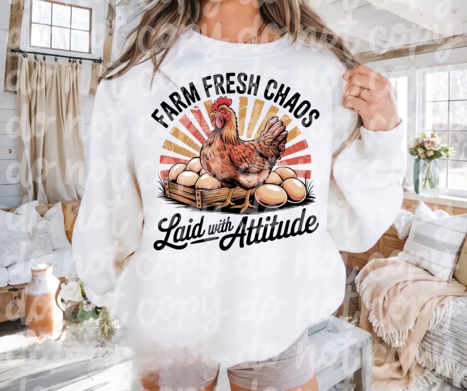 Farm fresh chaos Chicken design DTF Transfer