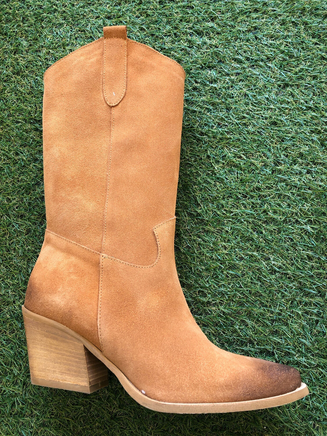 Texano medio camoscio cuoio Vera pelle Made in italy