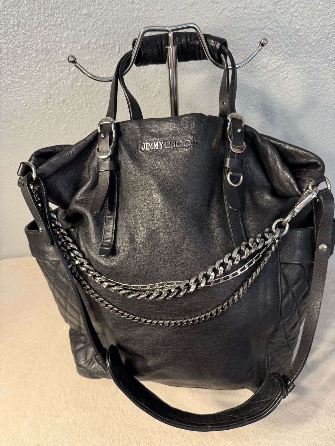 AUTHENTIC Jimmy Choo Black Leather Chain Bag