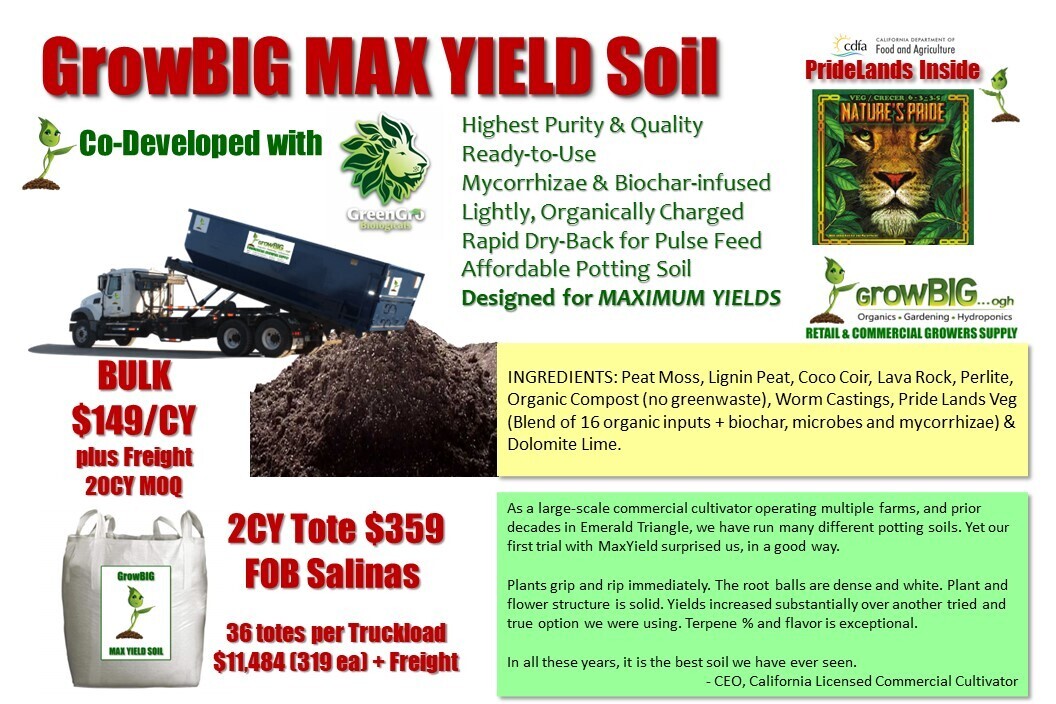 GrowBIG Max Yield Soil 2cy Tote (FOB Salinas)