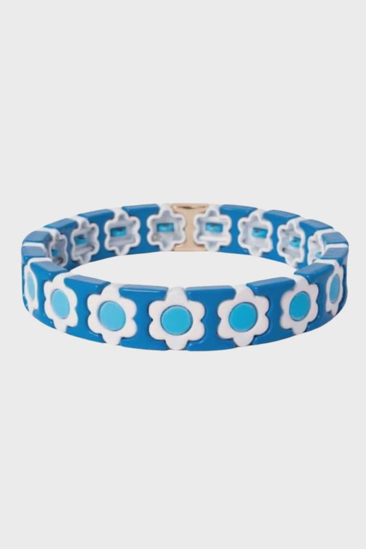 Daisy Chain Bracelet - blue/white/blue