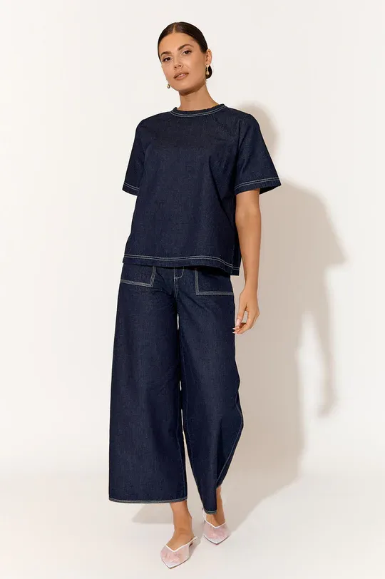 Adorne Contrast Stitch Denim Pant