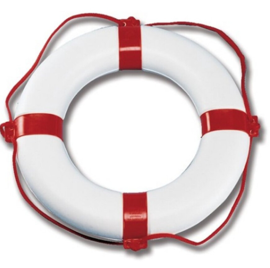 Red/white life ring with safety line
