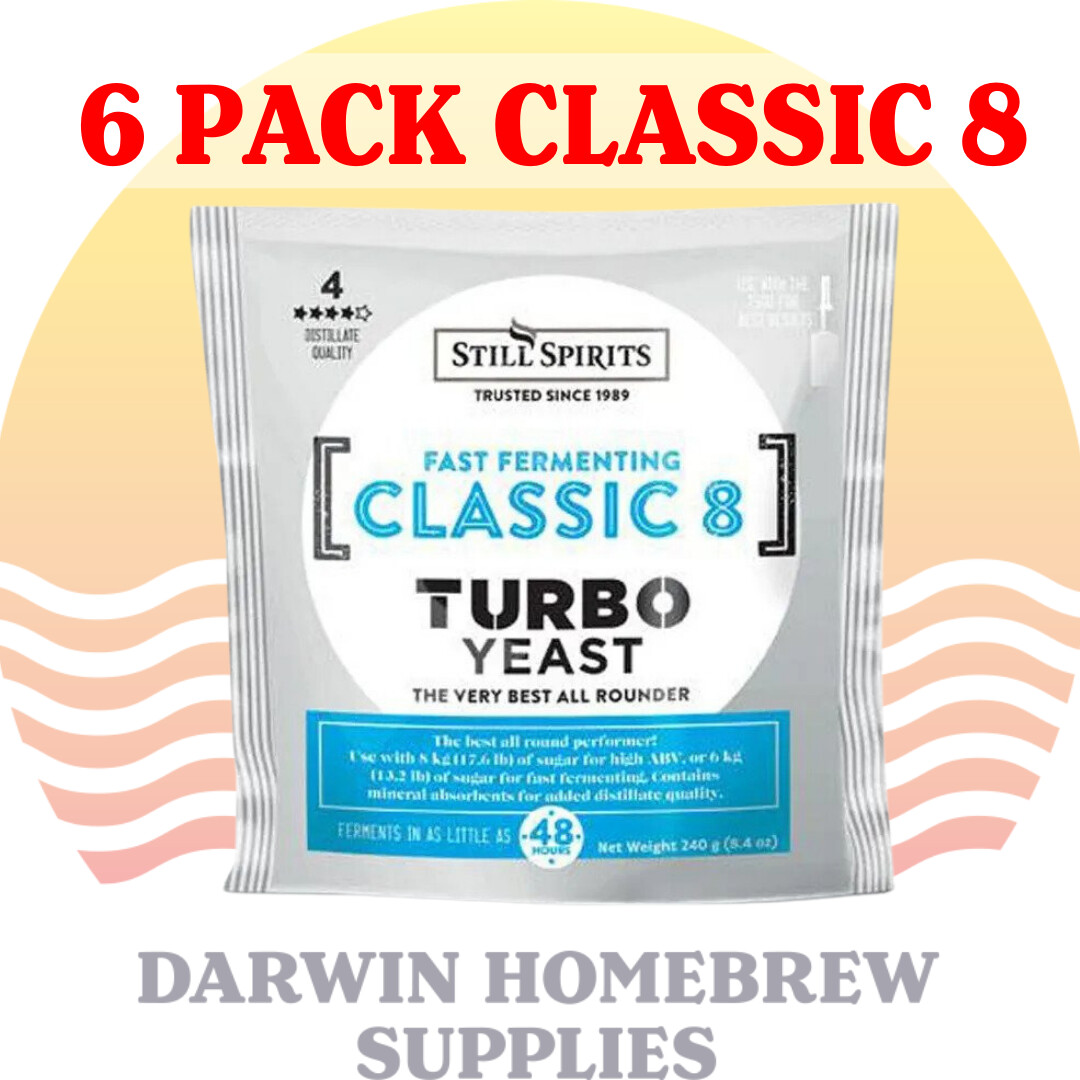6 PACK Still Spirits Classic 8 Turbo Yeast Pure Alcohol Homebrew Distilling