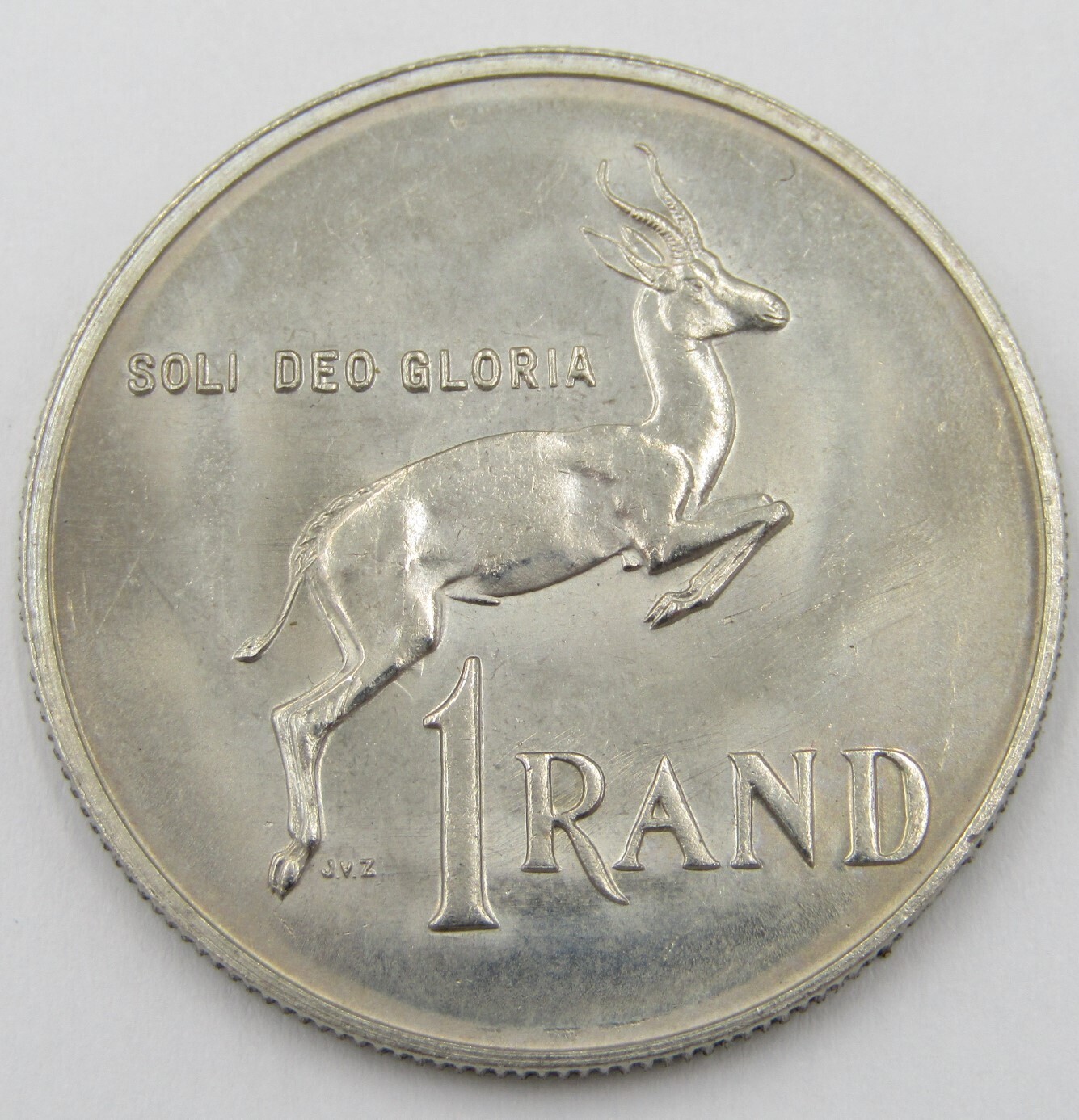 South Africa 1989 One rand with 3 cracked die protrusions obverse ...