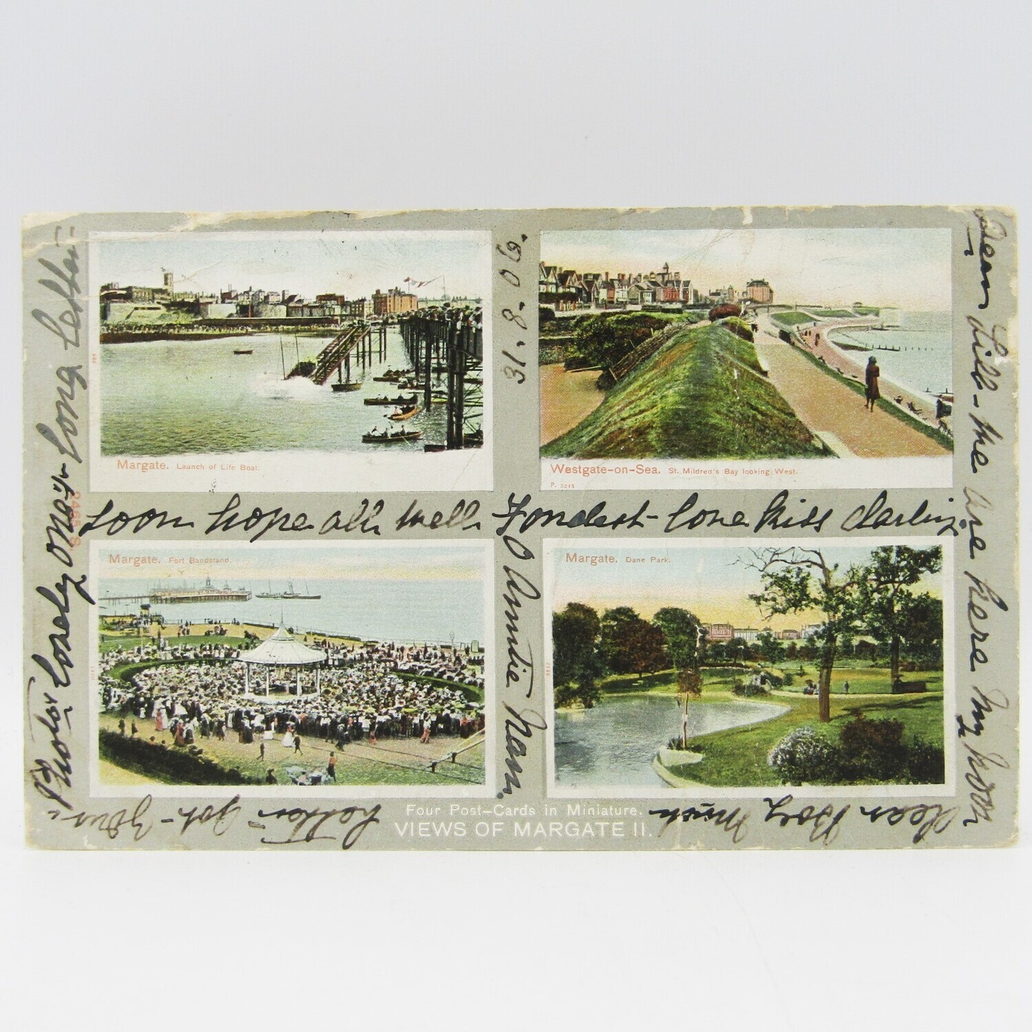 South Africa 1906 Postcard with 4 Margate scenes - some damage