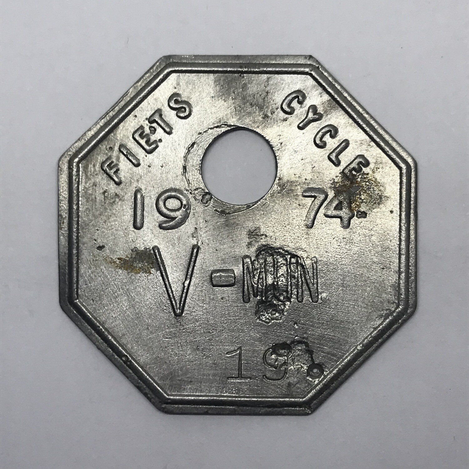 Vintage 1974 bicycle license token