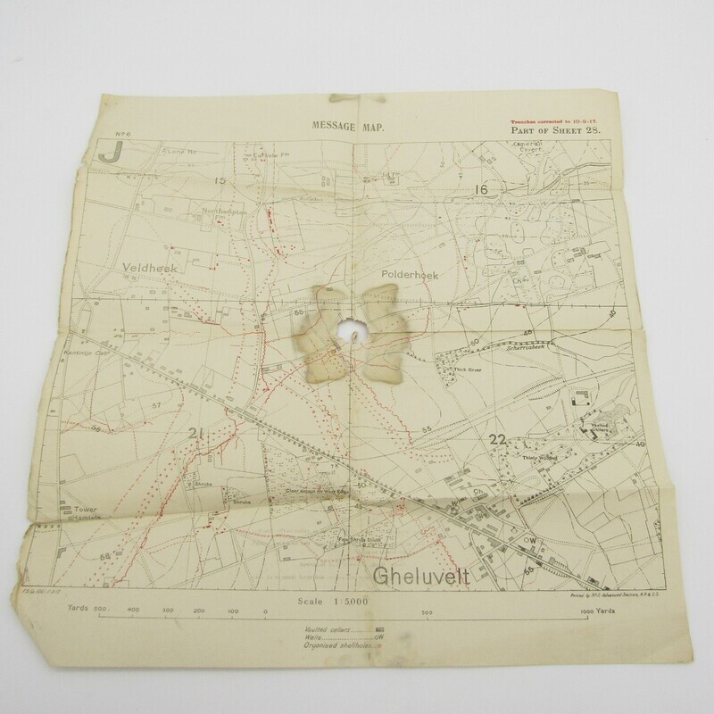 WW1 Trench Message Map with trenches corrected - middle hole 1 : 5000