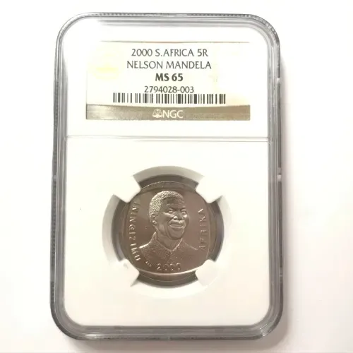 2000 RSA Mandela R5 graded MS 65 by NGC