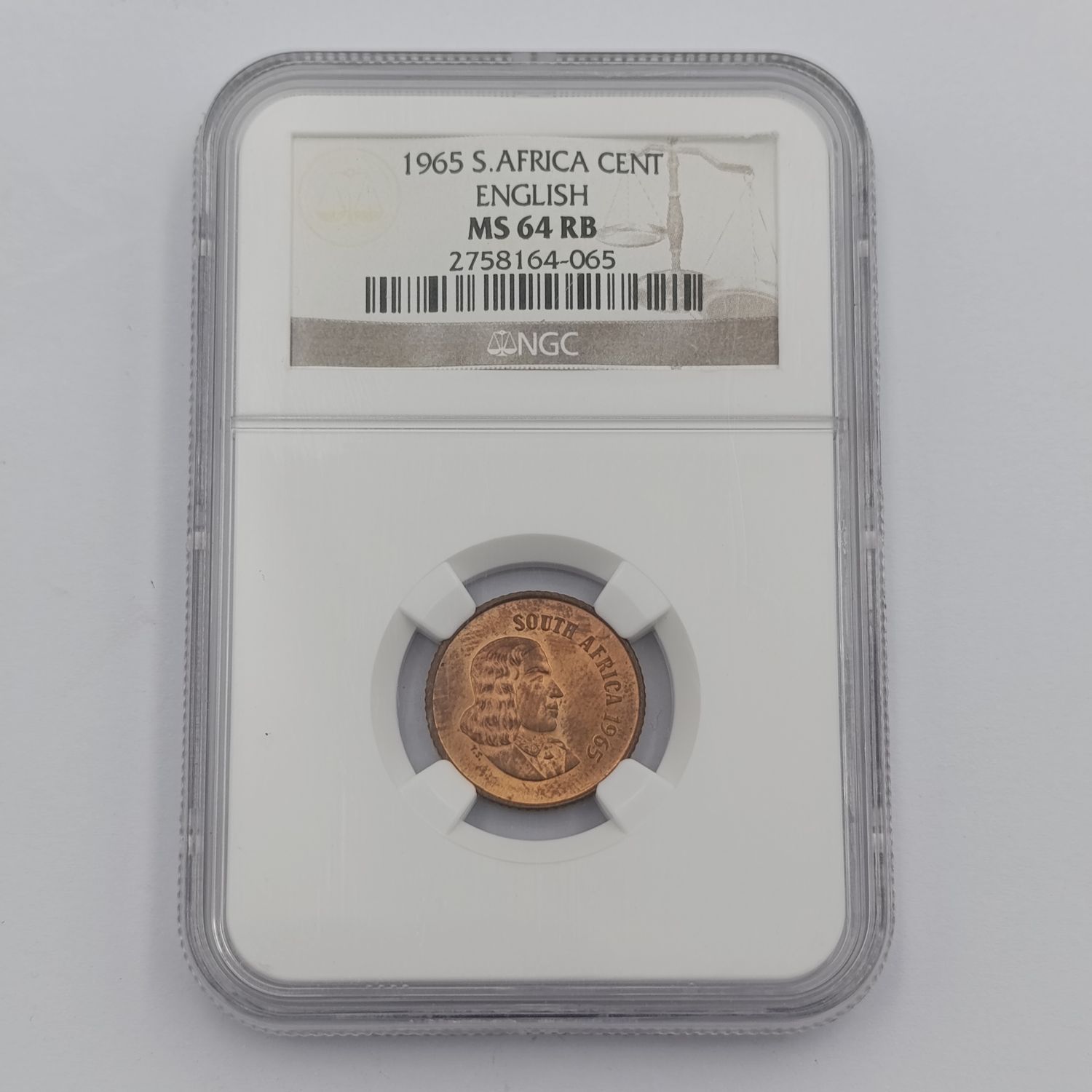 1965 RSA English 1 cent graded MS 64 RB by NGC - only 1180 minted