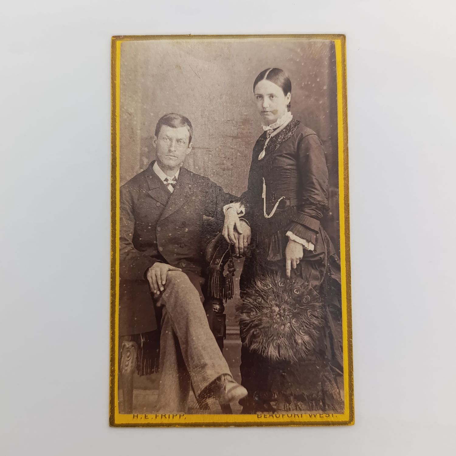 Late 1800's photo of young couple taken by HE Fripp of Beaufort West ...