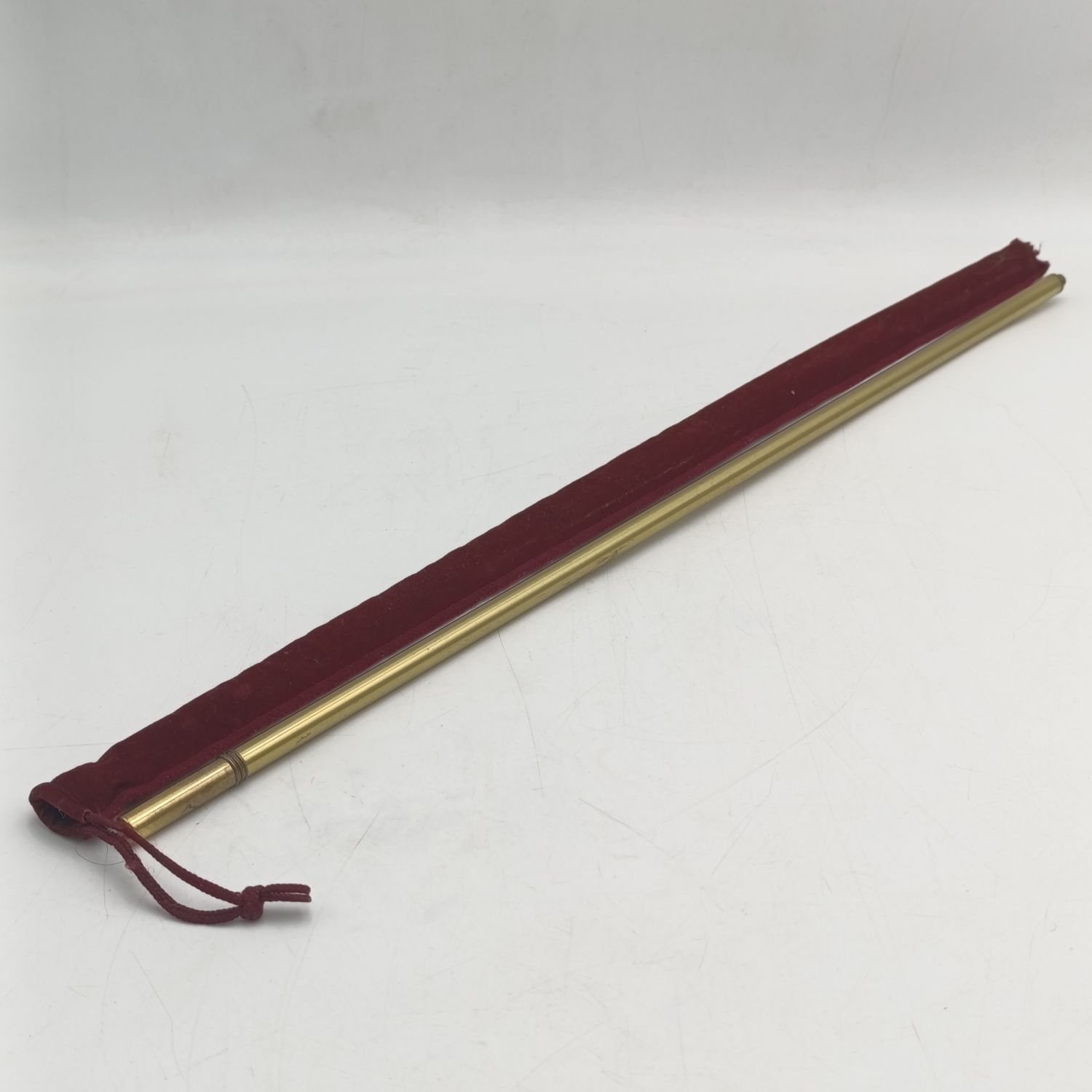 Very long vintage brass stick lighter in pouch - working