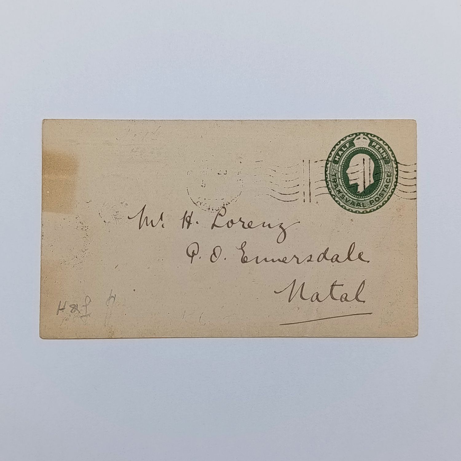 Postal History Cover Ladysmith Natal to Emmersdal Natal on Transvaal ...