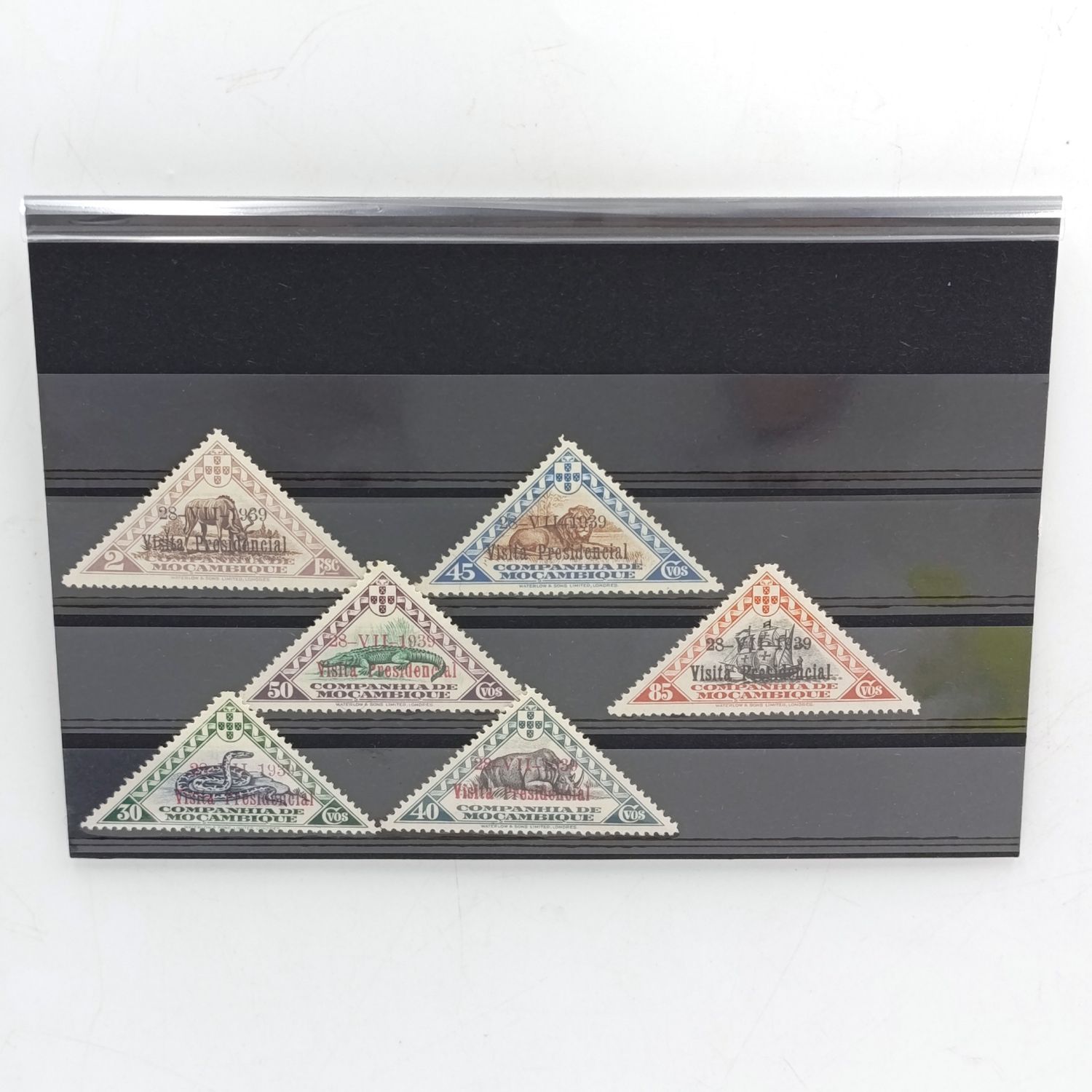 Set of Companhia de Mocambique triangular animal stamps with 1939 ...