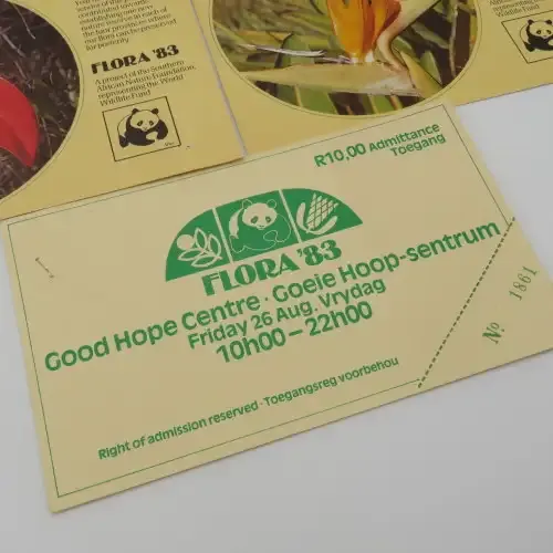 Flora 1983 admittance ticket plus 2 flower postcards - Ticket and postcards unused