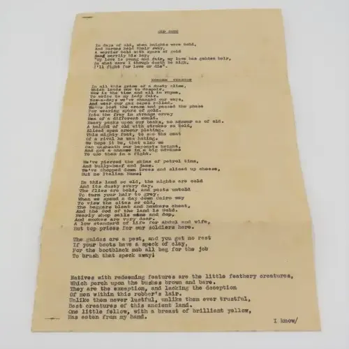 Original Poem written by SA WW2 soldier - Sapper Tom Vanston