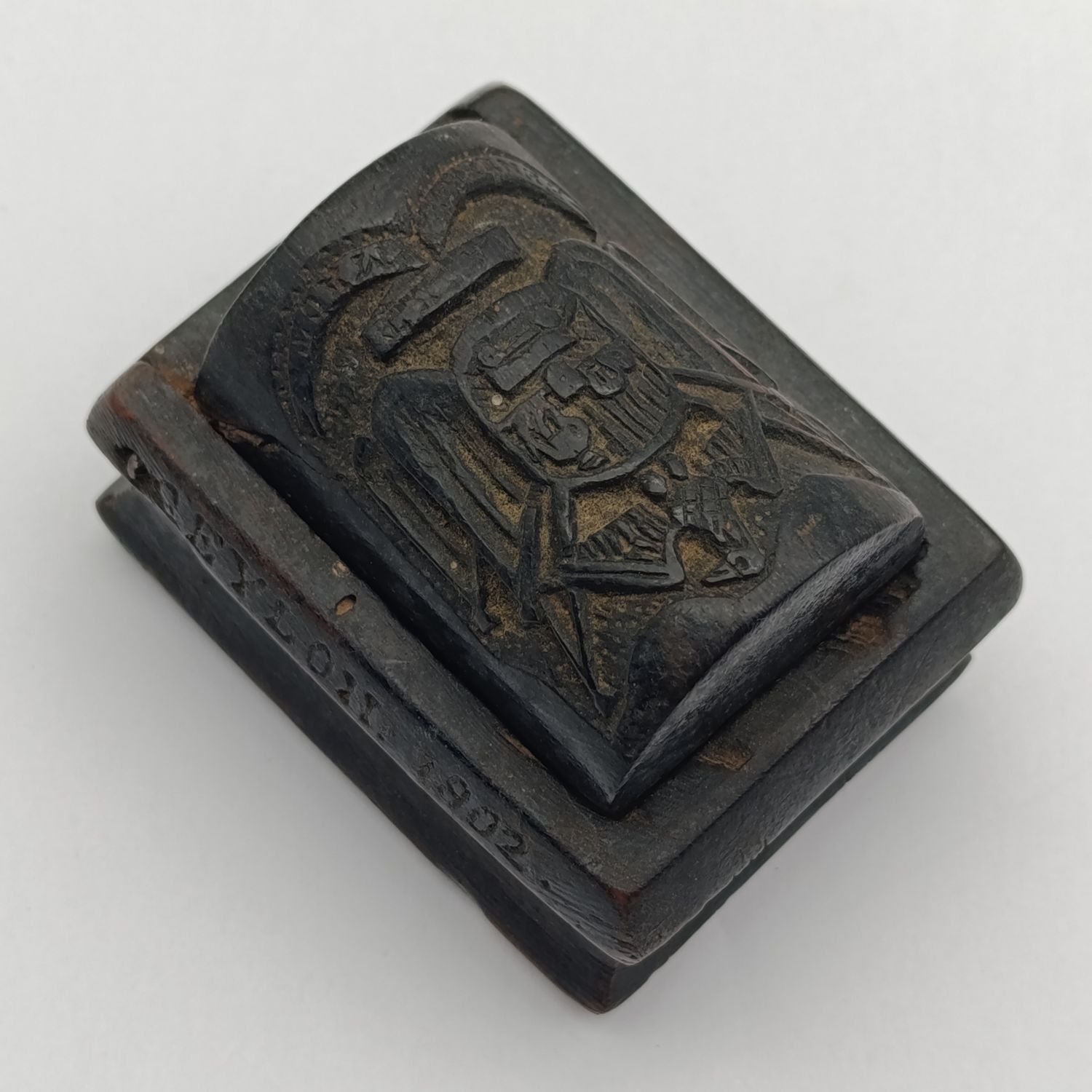 Boer War POW Prisoner of War ebony stamp box with ZAR Emblem ...