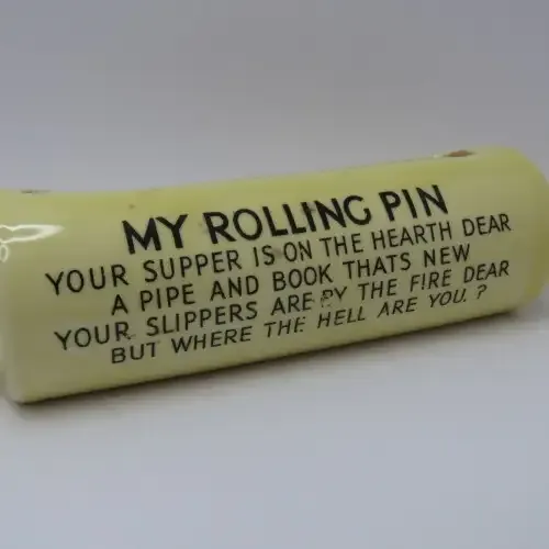 Vintage Rolling pin porcelain welcome home message