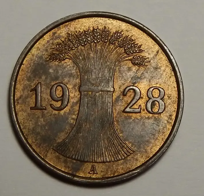 Germany 1928 bronze Reichs pfennig UNC
