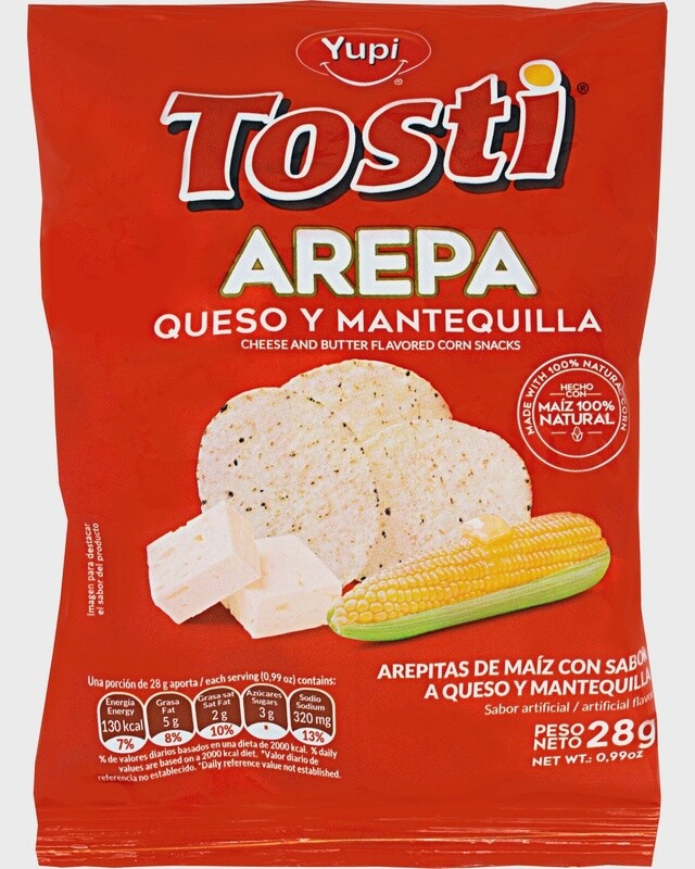 Tosti Arepa Queso y Mantequilla 28g