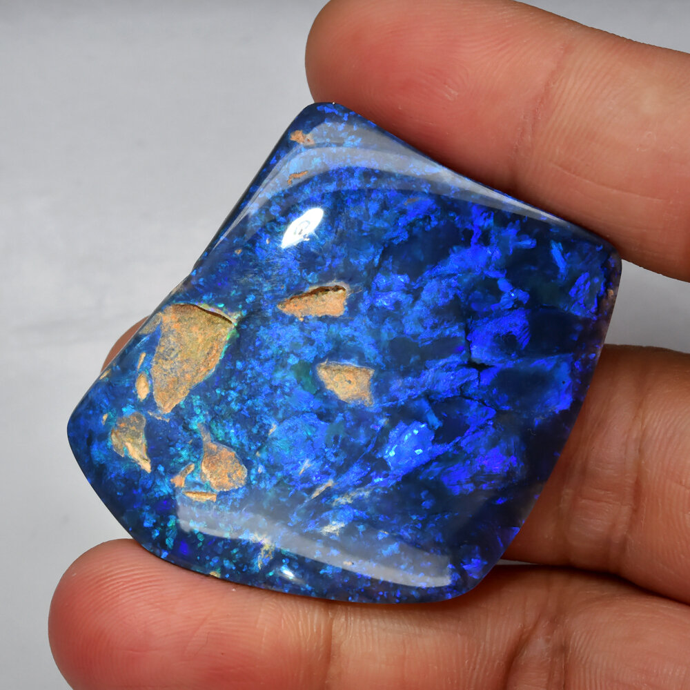 55.15ct Natural Rub Violet-Blue-Green Flash Lightning Ridge Black Opal ...