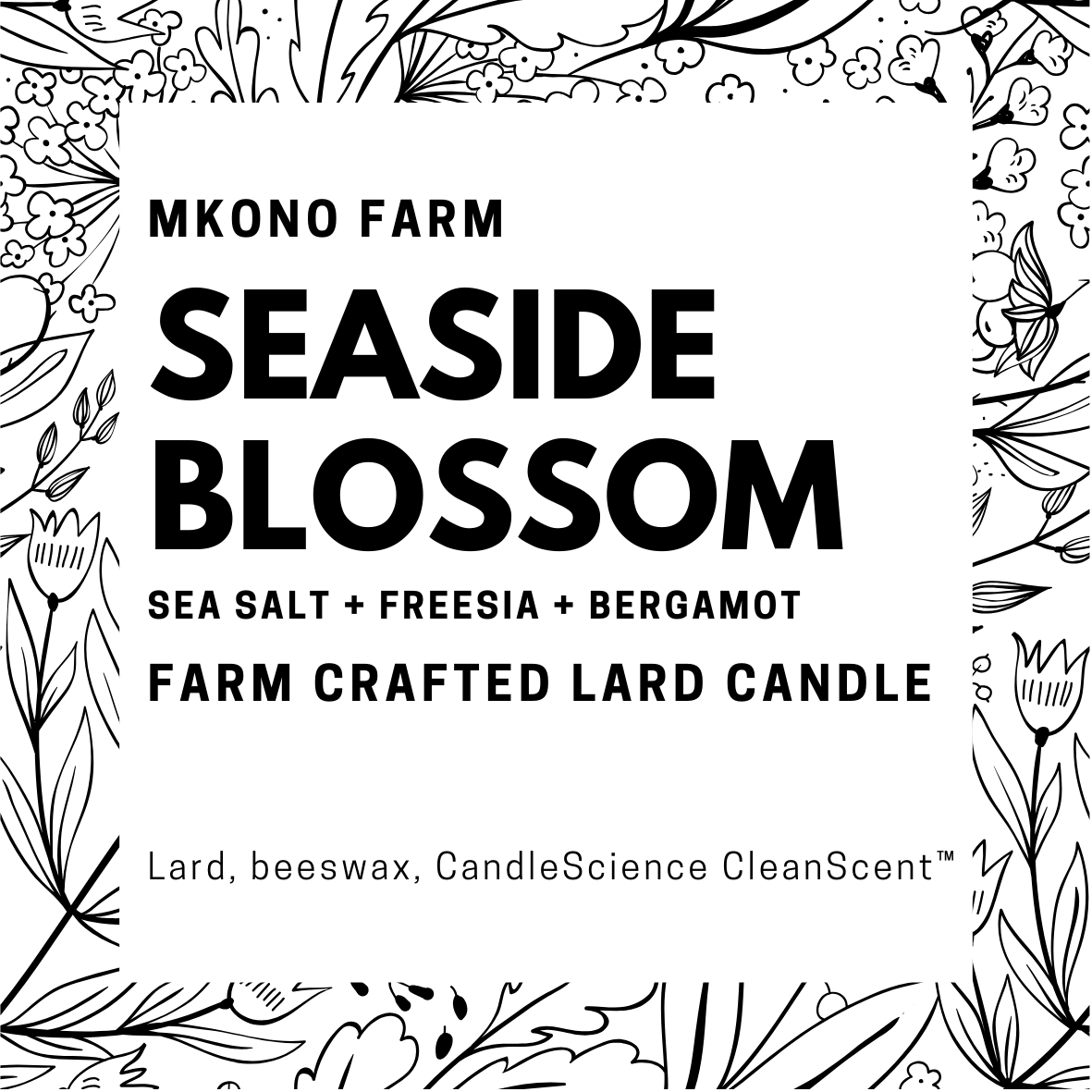 Lard Candle - Seaside Blossom _ Hand Poured Indiana farm