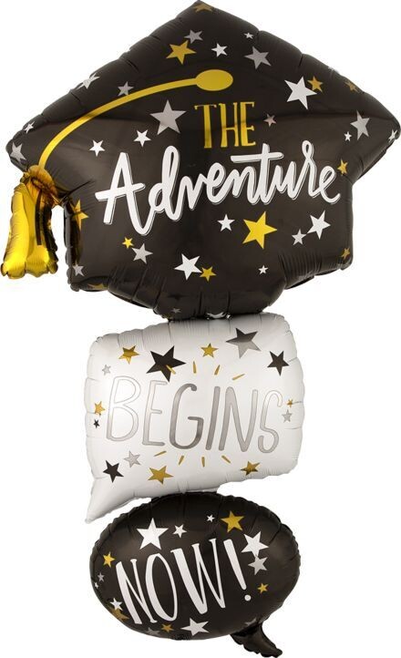 Graduation Grad Cap Bubbles 61" Mylar Balloon+