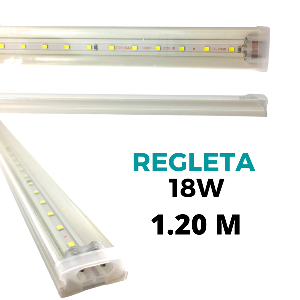 Regleta Tubo Led Con Base Integrada Blanca 18w