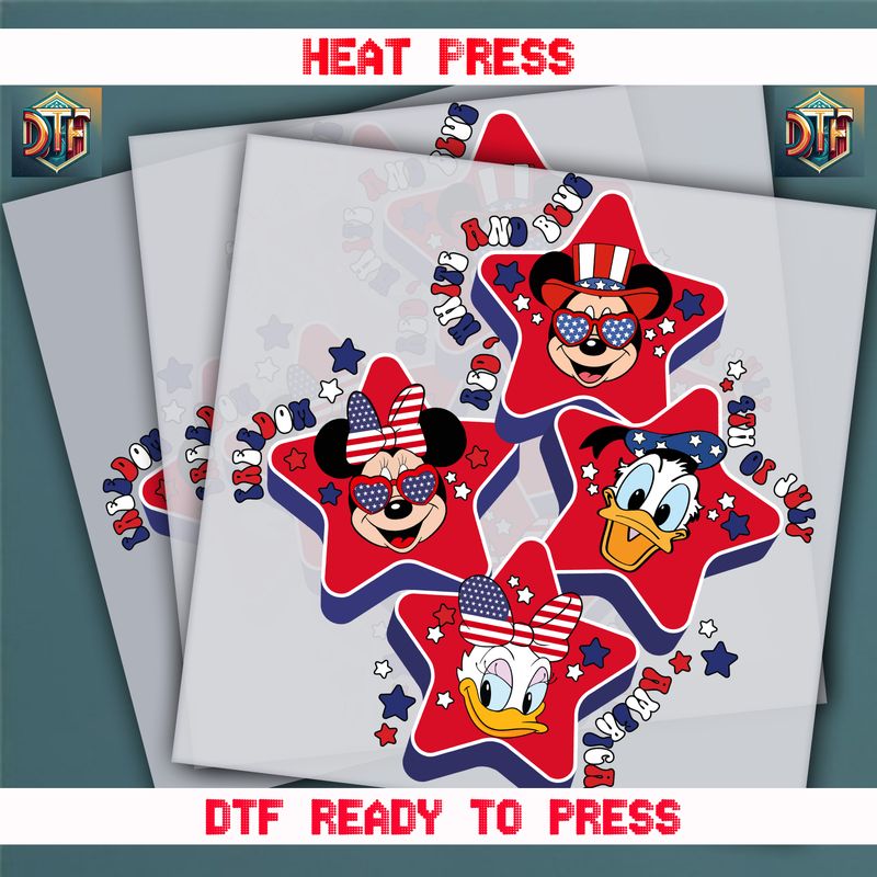 Ready To Press Freedom Disney 4th Of July DTF Transfers