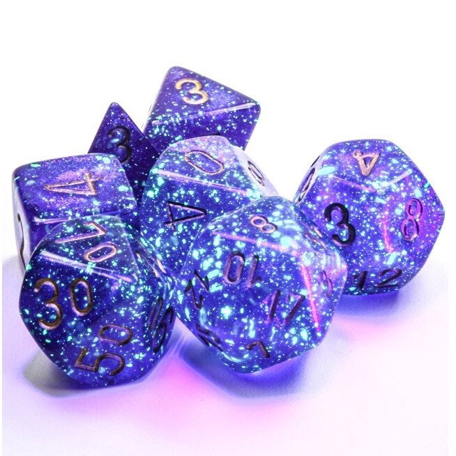 Borealis ® Polyhedral Royal Purple/gold Luminary 7-Die Set