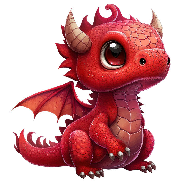 Bügelbild -Roter Drache 11x13cm