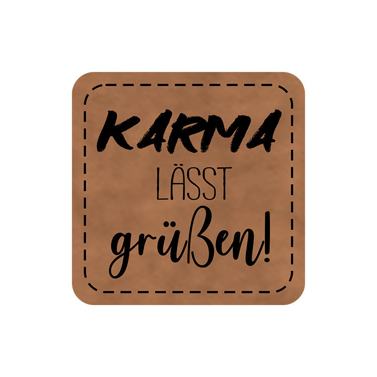 Bügelbild Label Karma lässt grüßen